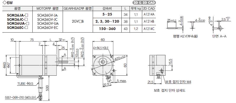 SCM26EC-6 DSC시리즈 컴포넌트[모터] Speed Control Motor 인아오리엔탈모터(주)